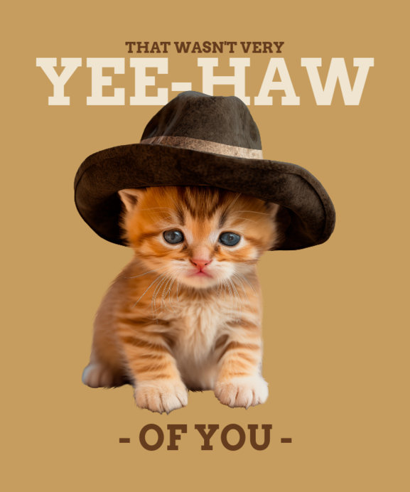 Placeit - T-Shirt Design Generator Featuring a Cowboy Cat Meme