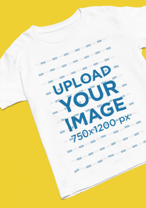 Placeit - Mockup of a Round-Neck Tee from Gildan Flat Laid over a Solid ...