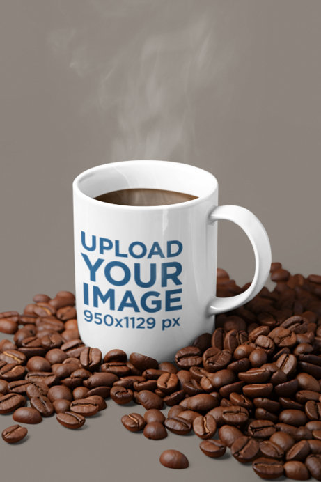 Placeit - Mockup of an AI-Created Mug Filled with Hot Coffee