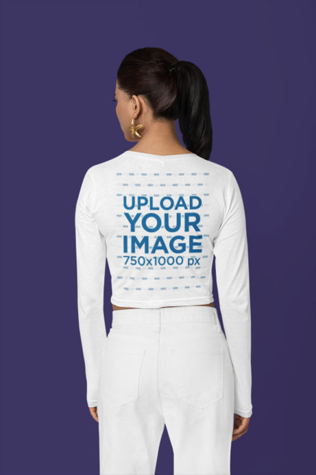 Placeit - Back-View Mockup of a Woman Wearing a Long-Sleeved Crop Top ...