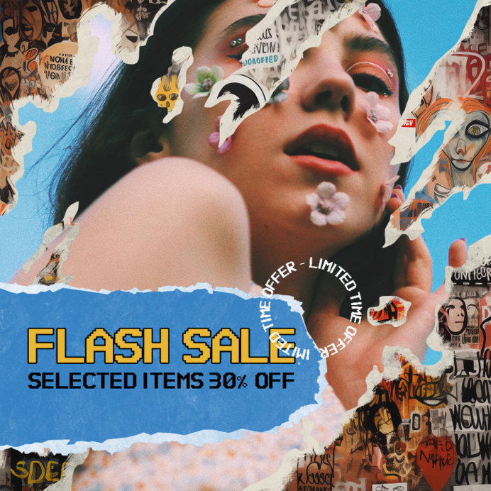 Placeit - Ripped-Paper Instagram Post Maker Featuring a Flash Sale Ad