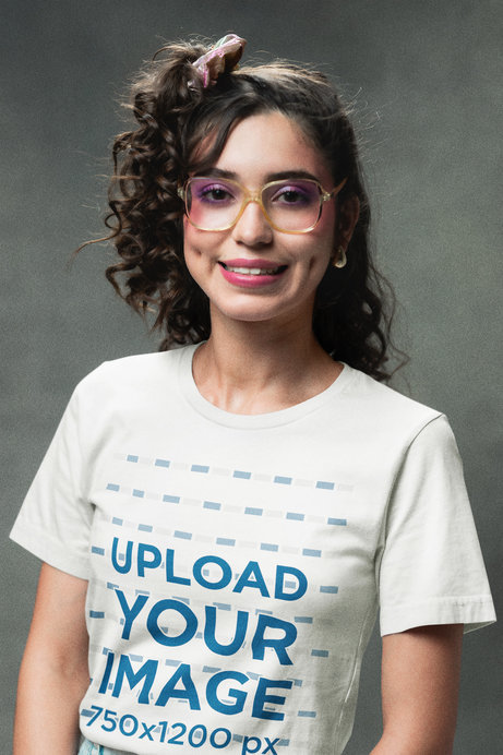 Placeit - Bella Canvas Round-Neck Tee Mockup of a Smiling Woman With a ...