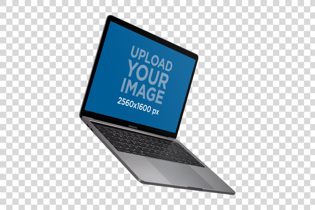 Placeit - MacBook Mockup Floating Against a Transparent Backdrop
