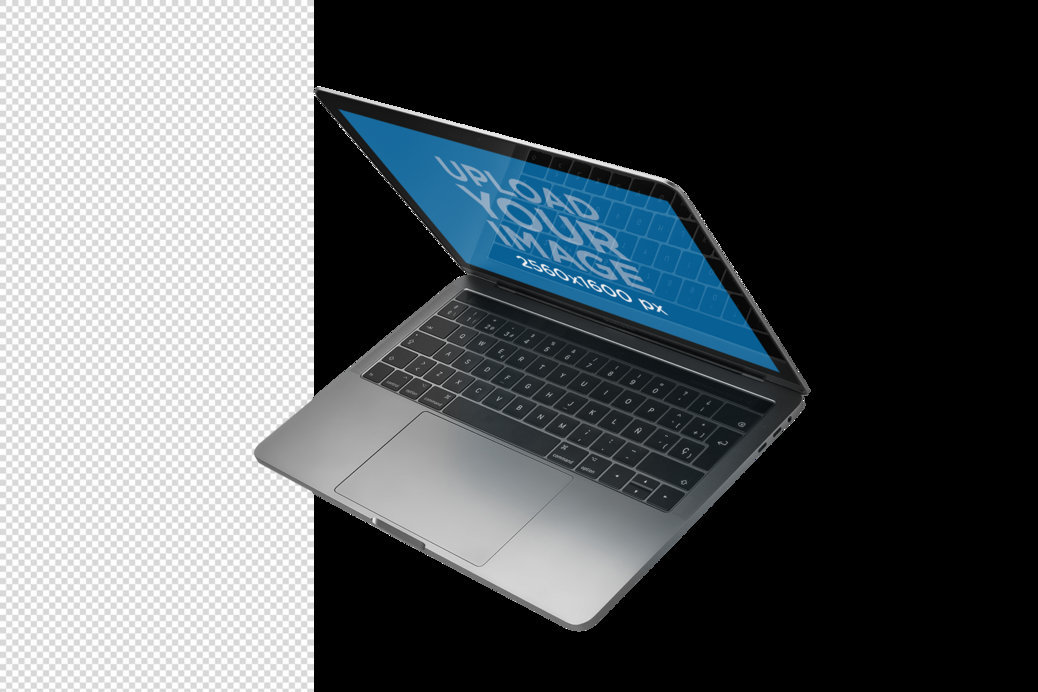 Placeit - Left Upper View Mockup of a Semi-Open MacBook