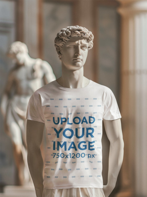 Placeit - AI-Generated Mockup of a Male Statue Wearing a Crewneck T ...