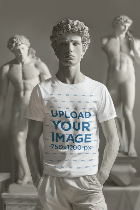 Placeit - AI-Generated Round-Neck Tee Mockup Featuring a Male Marble ...