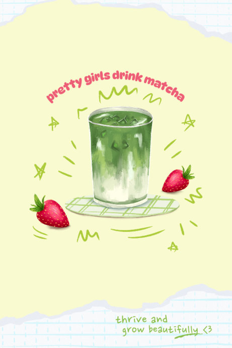 Placeit - Kitchen Poster Design Template with an Illustrated Matcha Glass