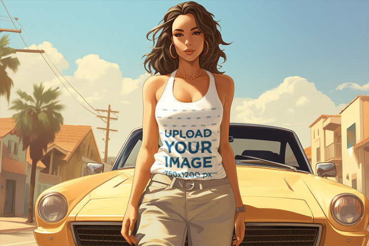 Placeit - Tank Top Mockup of an AI-Generated Woman Graphic Featuring a ...