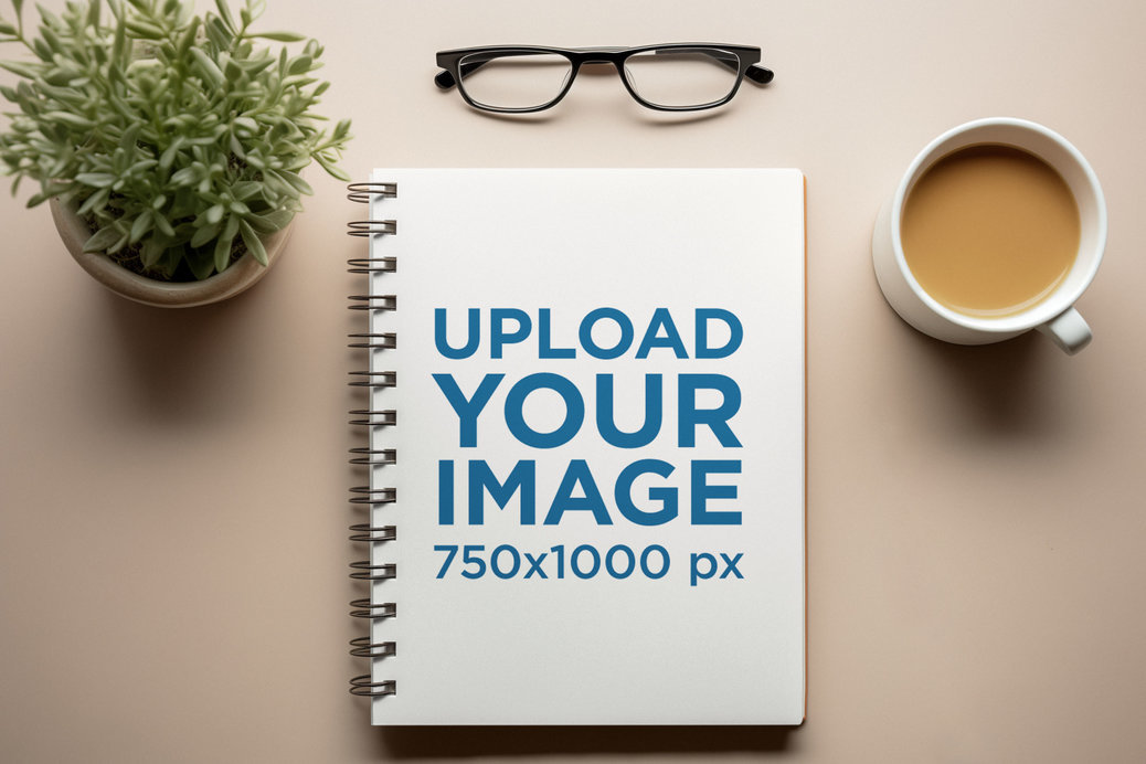 Placeit - Spiral Notebook Mockup Featuring an AI-Created Cup of Coffee ...