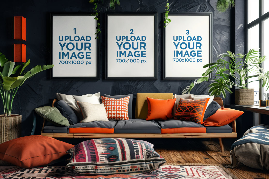 Placeit - AI-Generated Mockup Featuring Three Art Prints Placed in a ...