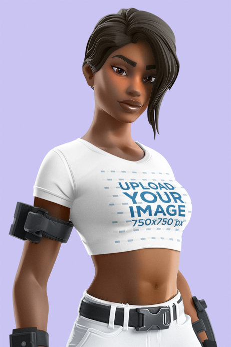 Placeit - 3D Mockup of a Woman Inspired by Fortnite Wearing a Crop Top