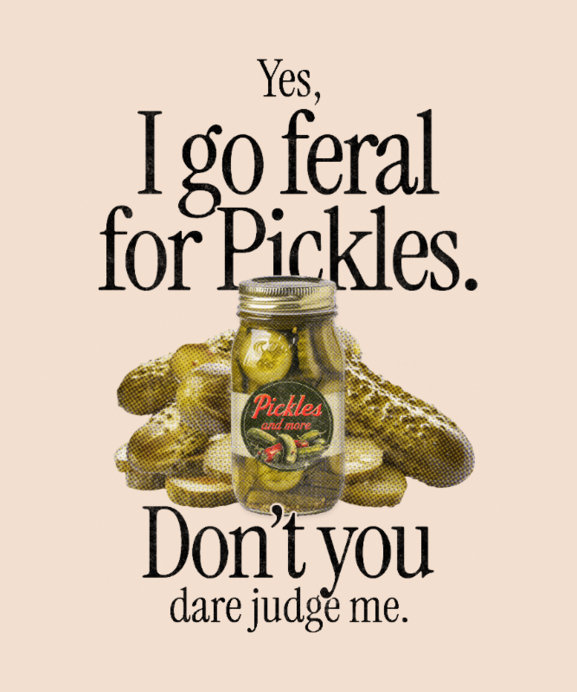 Placeit - T-Shirt Design Template with a Jar of Pickles and a Funny Phrase