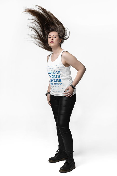Placeit - Bella Canvas Tank Top Mockup Featuring a Woman in a Rock ...