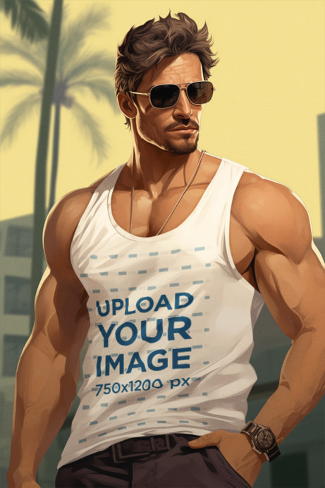 Placeit - Grand Theft Auto-Inspired Mockup of an Illustrated Muscular ...
