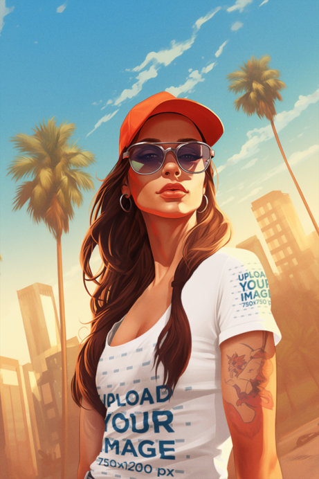 Placeit - T-Shirt Mockup of an AI-Created Woman Graphic With Tattoos ...