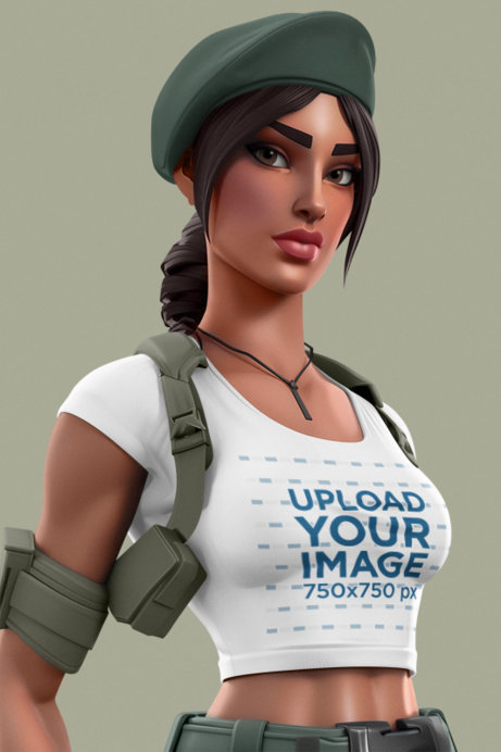 Placeit - T-Shirt Mockup of a 3D Female Character Inspired by Fortnite ...