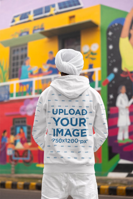 Placeit - Back-View Mockup of a Man With a Turban Wearing a Gildan ...