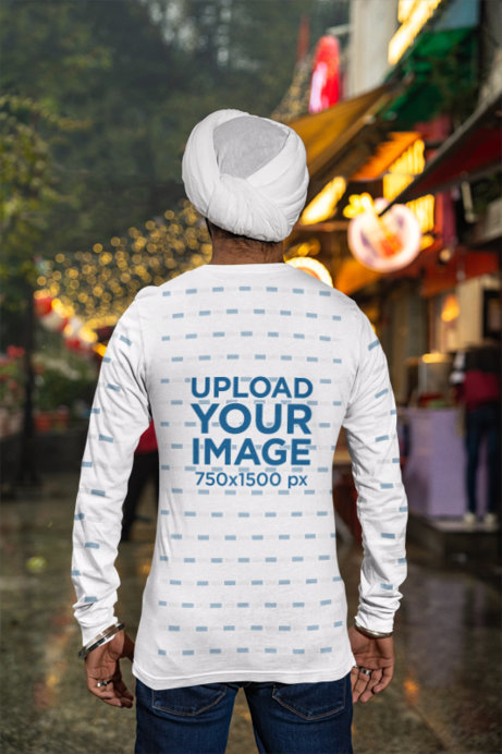 Placeit - Back-View Bella Canvas Long Sleeve Tee Mockup of a Man ...