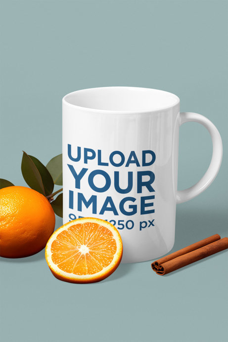 Placeit - Mockup of an AI-Generated Coffee Mug Placed Next to Oranges ...