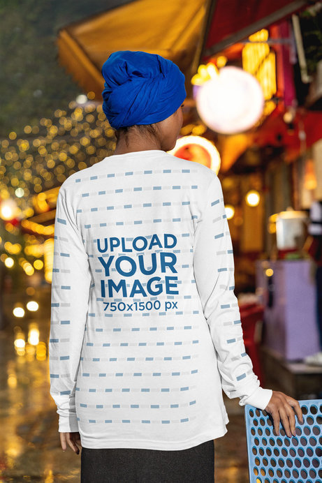 Placeit - Back-View Bella Canvas Long Sleeve Tee Mockup Featuring a ...