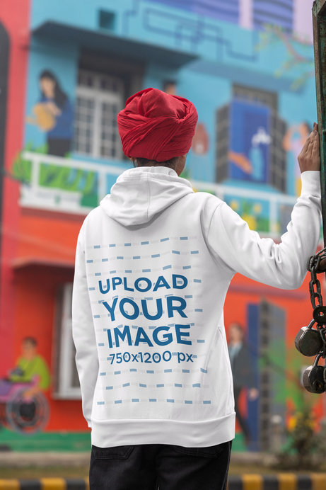 Placeit - Back-View Gildan Hoodie Mockup of a Woman With a Turban ...