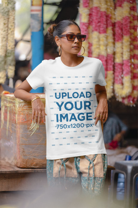 Placeit - Mockup of a Woman in a Market Wearing a Scott International ...