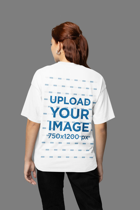 Placeit - Back-View T-Shirt Mockup of a Woman Posing Against a ...