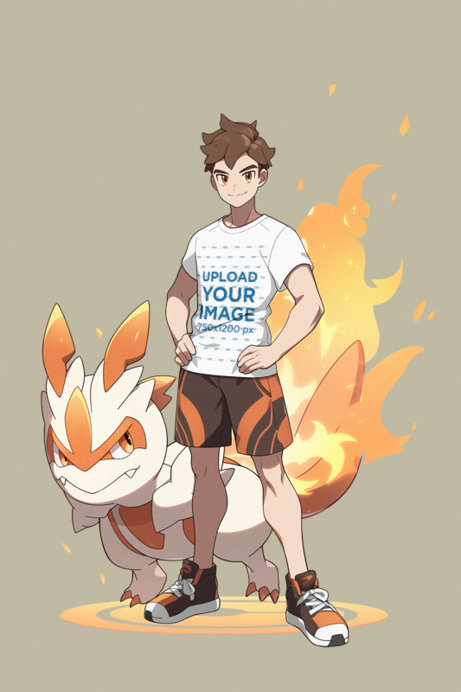 Placeit - Retro Anime-Inspired T-Shirt Mockup of an Illustrated Man ...