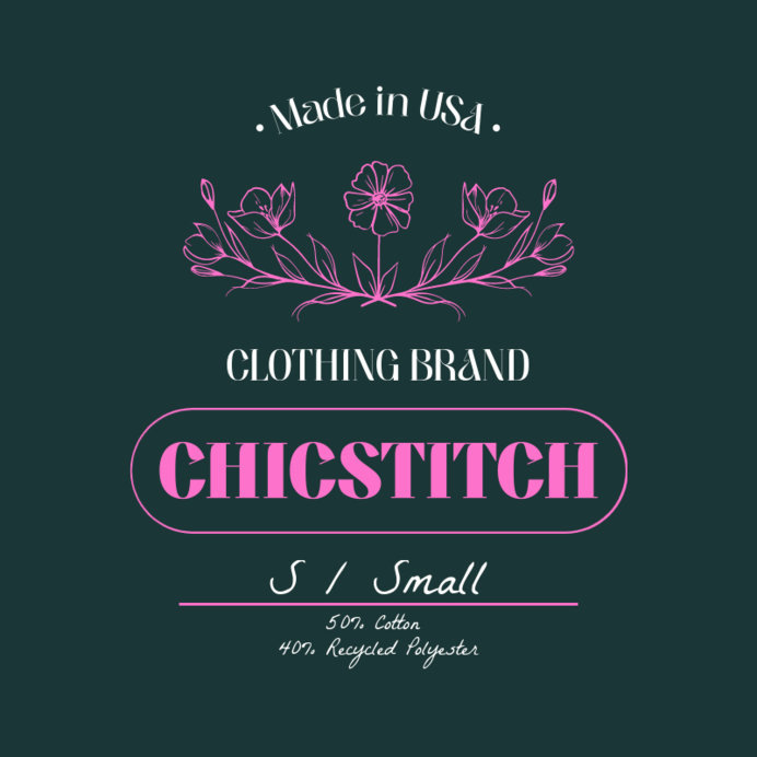 Placeit - T-Shirt Label Generator for a Chic Clothing Brand With Floral ...