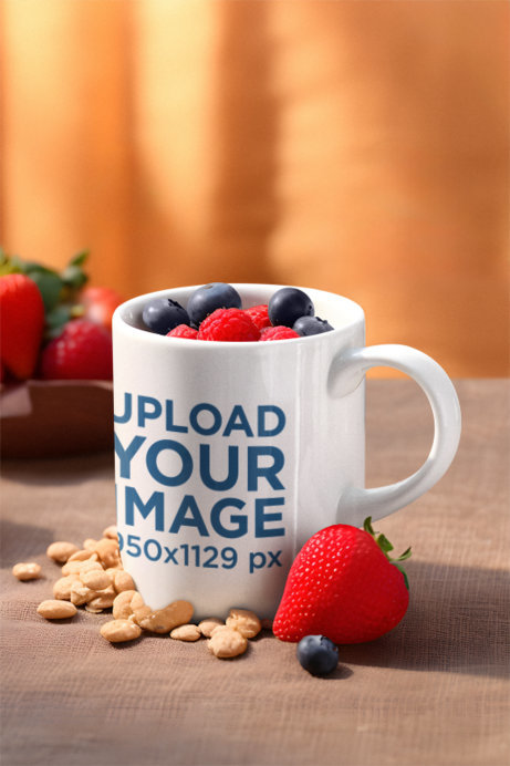 Placeit - Mockup of an AI-Generated Coffee Mug Filled With Berries and ...