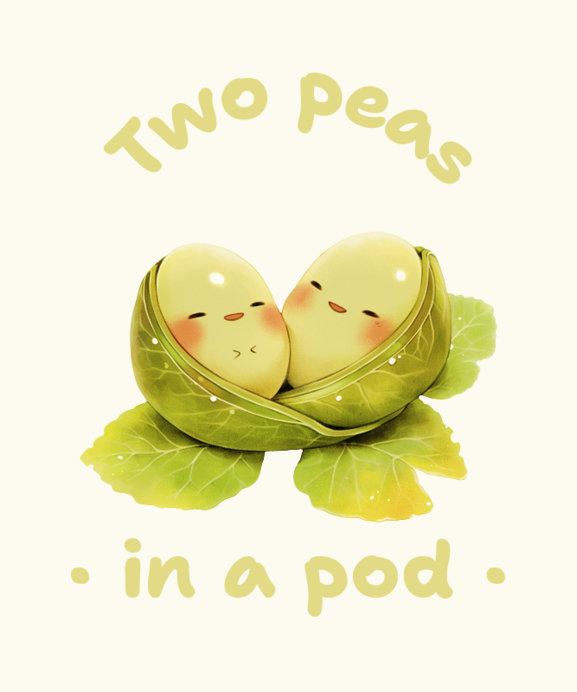 Placeit - T-Shirt Design Generator With Two Cute Peas Hugging Each Other