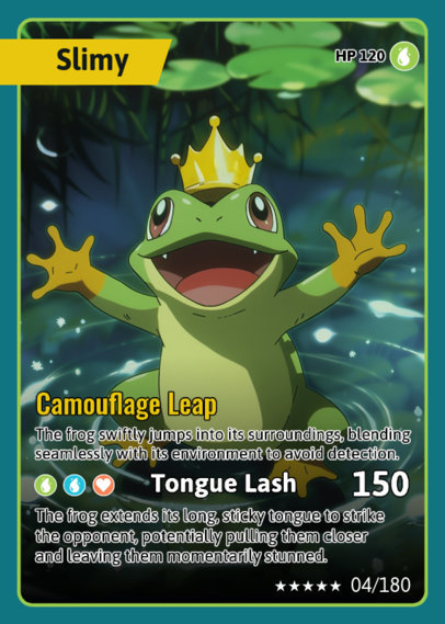 Placeit - Trading Card Design Maker Featuring a Funny Frog with a Crown