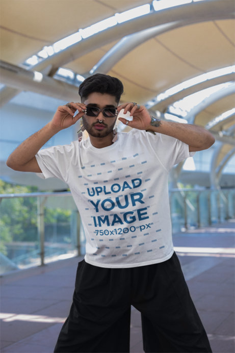 Placeit - Blinkstore T-Shirt Mockup of a Bearded Serious Man Getting ...