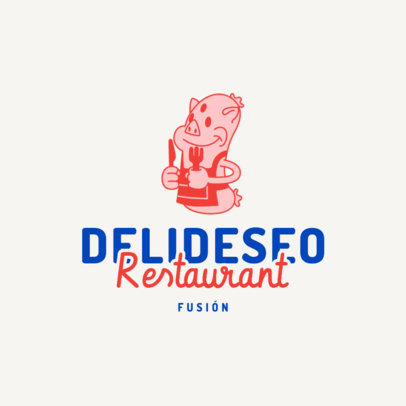 Placeit - Fusion Restaurant Logo Maker Featuring a Weird Character