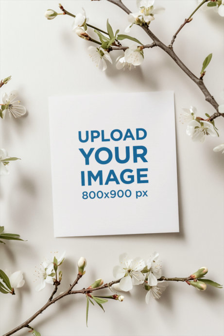 Placeit - Greeting Card Mockup Featuring AI-Created Flowers Placed on a ...