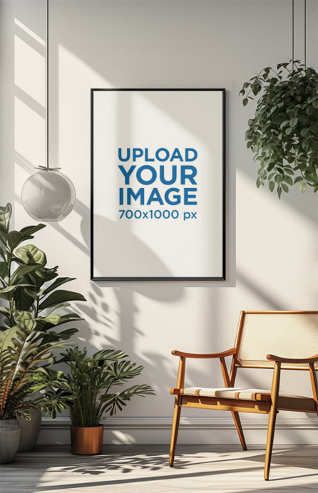 Placeit - Mockup of a Vertical Art Print Placed in a Minimalist Room ...