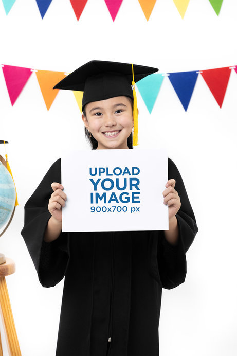 Placeit - Graduation Mockup of a Proud Girl Holding a School Diploma