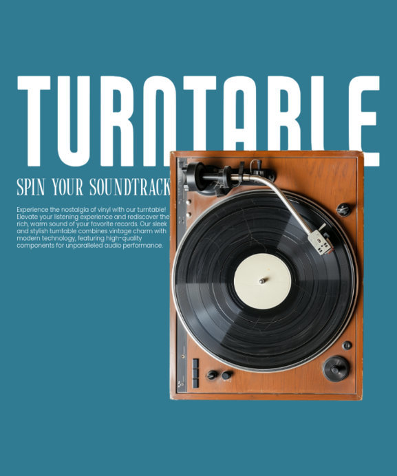 Placeit - T-Shirt Design Maker Featuring a Retro Turntable Graphic