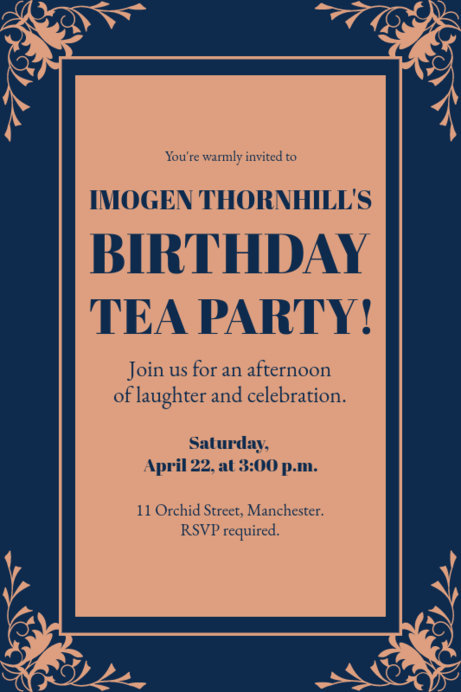 Placeit - Historical Romance Invitation Template for a Birthday Tea Party