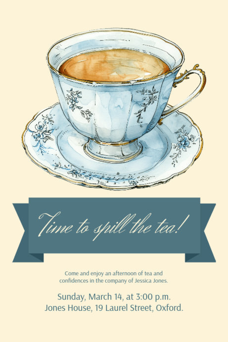 Placeit - Flyer Design Maker for a Tea Party Inspired by a Historical ...