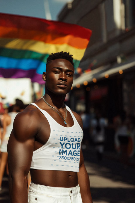 Placeit - Mockup of a Muscular Man Wearing a Crop Top at an LGBT Pride ...