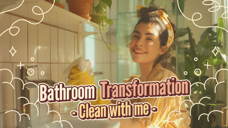 Placeit - Influencers YouTube Thumbnail Generator for a Bathroom Cleaning Transformation