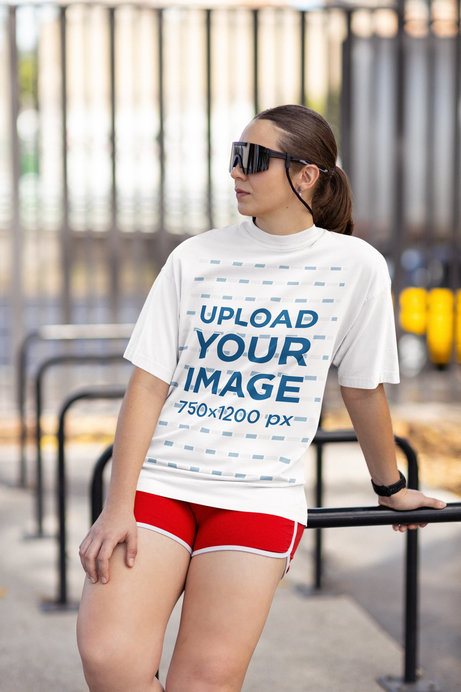 Placeit - T-Shirt Mockup Featuring a Fitness Woman With a Running ...