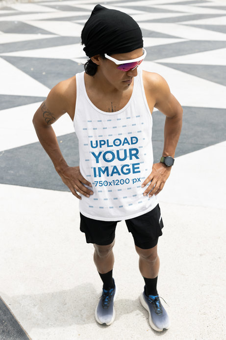 Placeit - Bella Canvas Tank Top Mockup Featuring a Runner Man in an ...