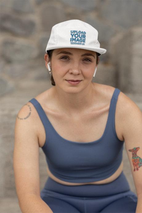 Placeit - Yupoong Panel Cap Mockup of a Smiling Woman in a Streetstyle ...