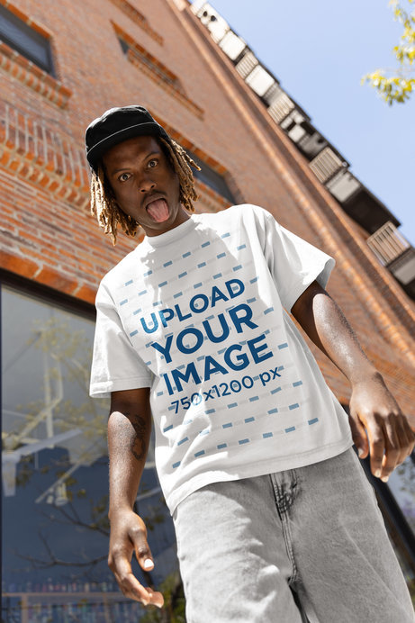 Placeit - Hip Hop-Inspired T-Shirt Mockup Featuring a Man Doing a Funny ...
