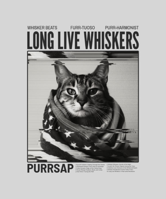 Placeit - T-Shirt Design Generator Featuring a Rapper-Inspired Cat ...