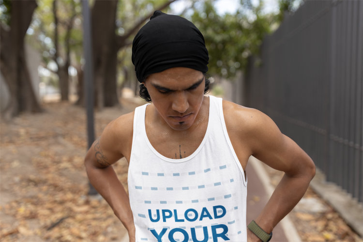 Placeit - Bella Canvas Tank Top Mockup Featuring a Serious Man in the ...