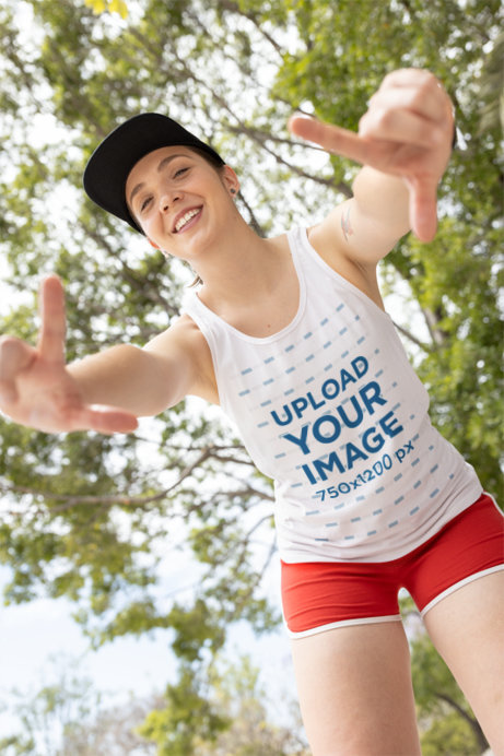 Placeit - Bella Canvas Tank Top Mockup of a Happy Woman in a Running ...