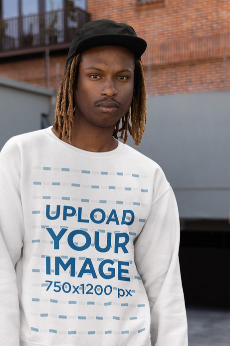 Placeit - Hip Hop-Inspired Mockup of a Man Wearing a Sweatshirt and ...